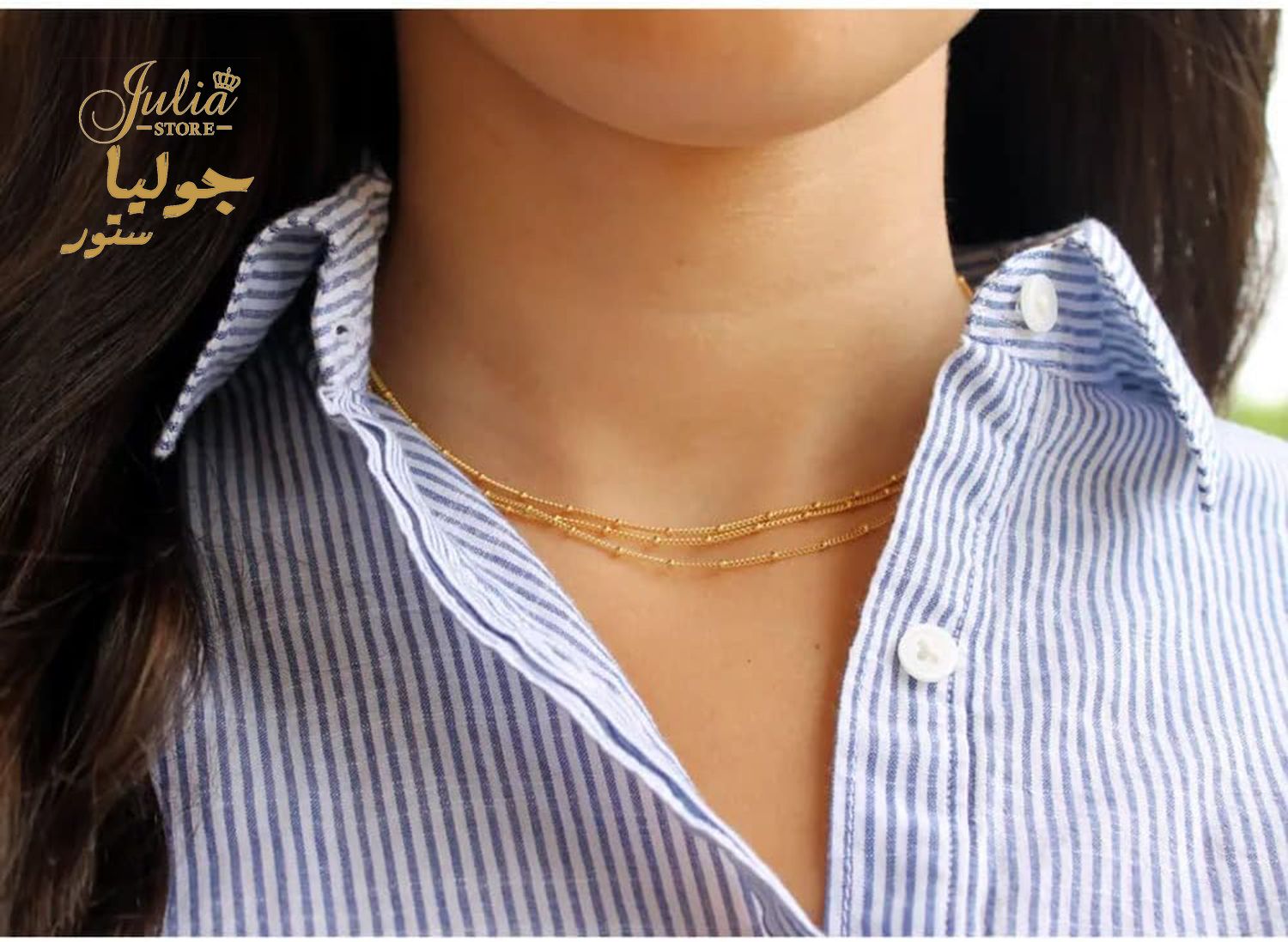 18K Fine Gold Plated Stainless Steel Layered Triple Satellit ... | Julia Store