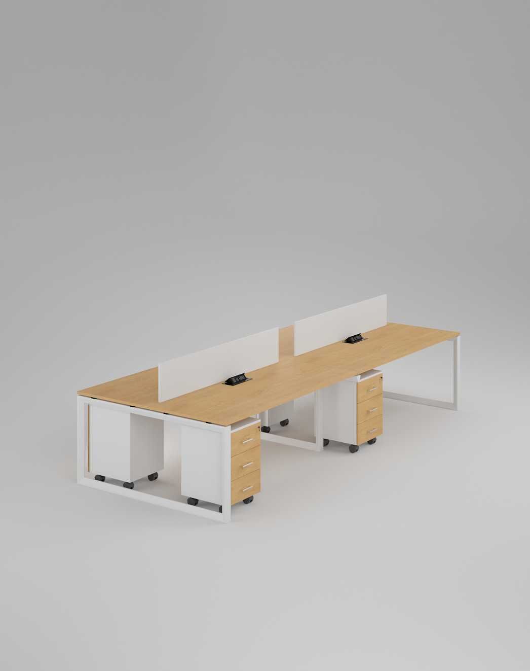Nade 4 Seats Workstation (White Leg) | Wood Oasis
