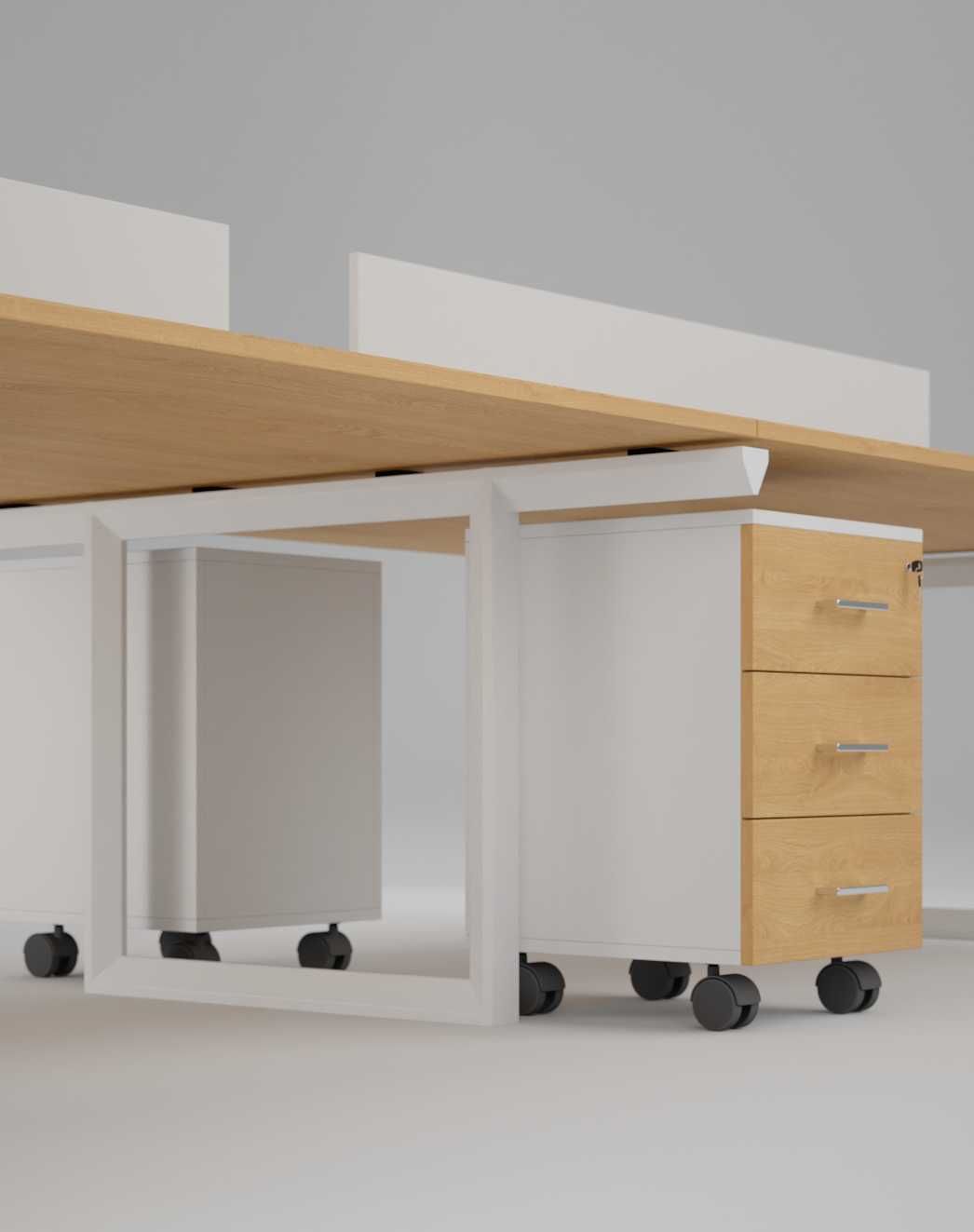 Nade 4 Seats Workstation (White Leg) | Wood Oasis