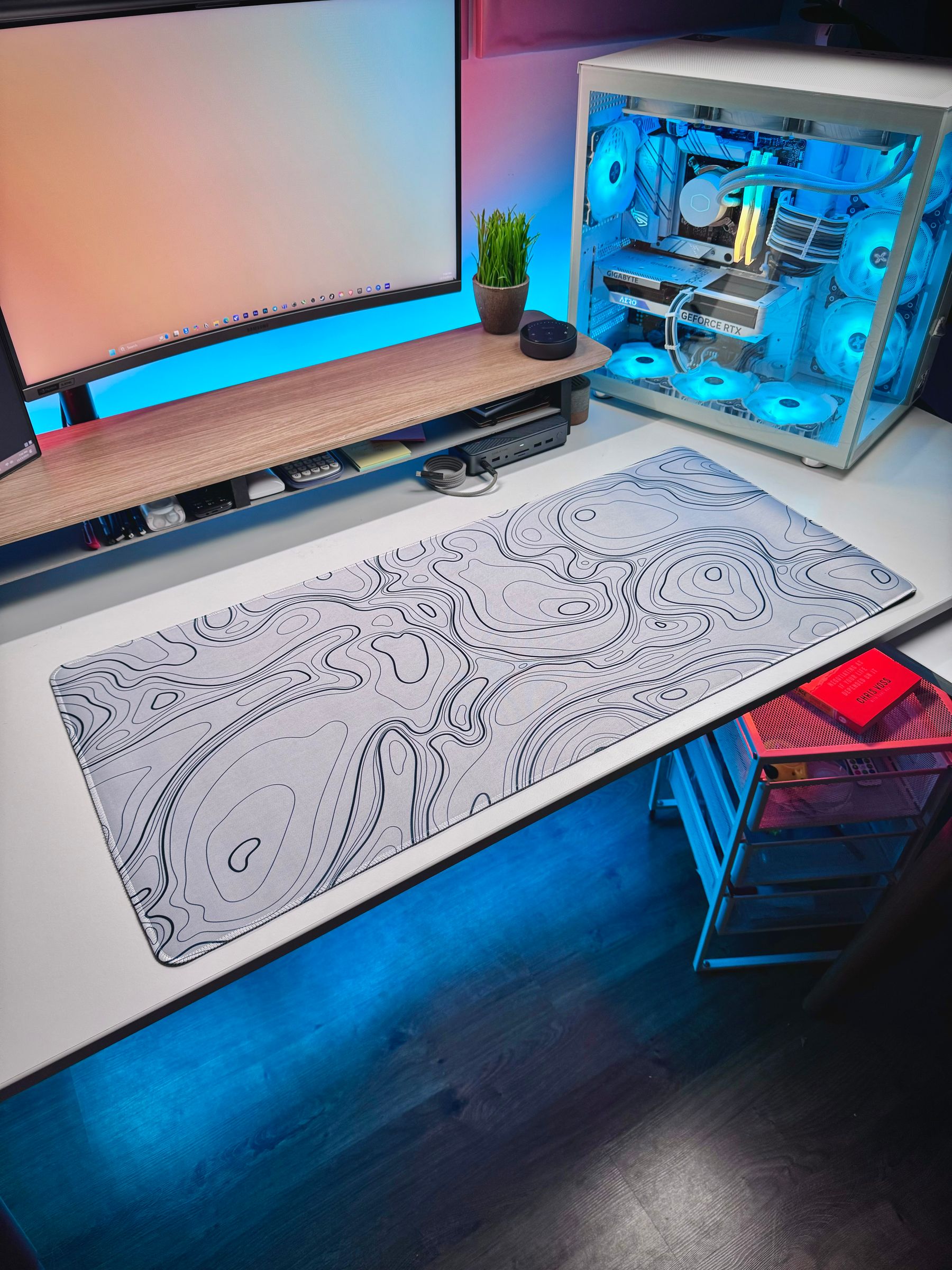 White gaming mouse pad 40*90 cm | Elabd.Studio