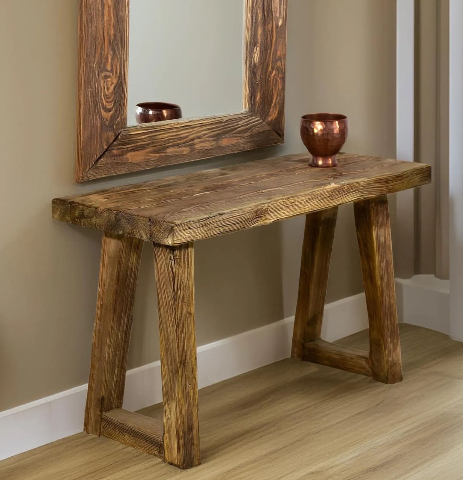 Rustic Artisan Beam Console Table – Handcrafted Wood | Abouzeid Studio